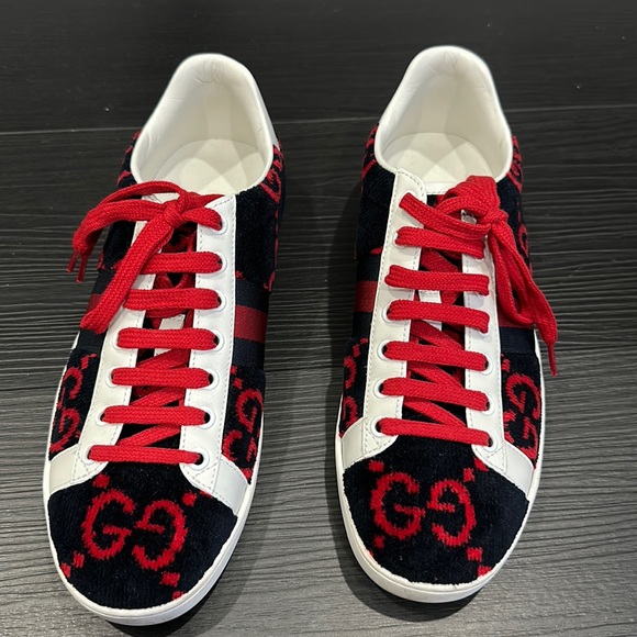 Gucci | Shoes | Gucci Ace Redbluewhite Terry Logo | Poshmark